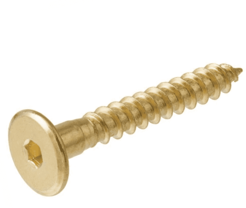 Шуруп мебельный 6.3х80 латунир. HEX 4.0 (упак 50 шт)