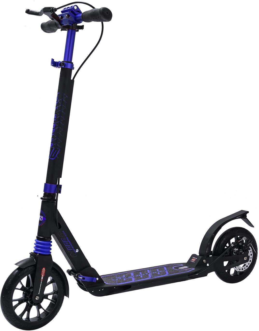 Самокат City Scooter Disk Brake MS-108 черно-синий дисковый тормоз