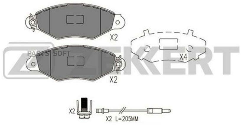 Колодки торм. диск. передн. с датчиком Renault Kangoo 97- Nissan Kubistar (X76) 03- Zekkert арт. bs-1088