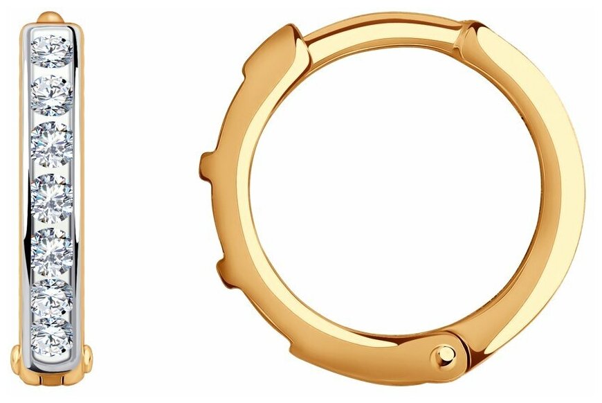 Серьги конго, красное золото, 585 проба, фианит