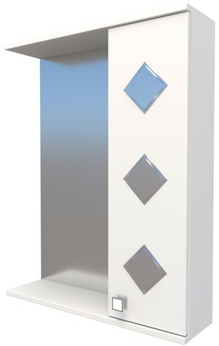 Зеркало – шкаф для ванной комнаты «Квадро 55», правый, 550×150×700 мм, цвет белый
