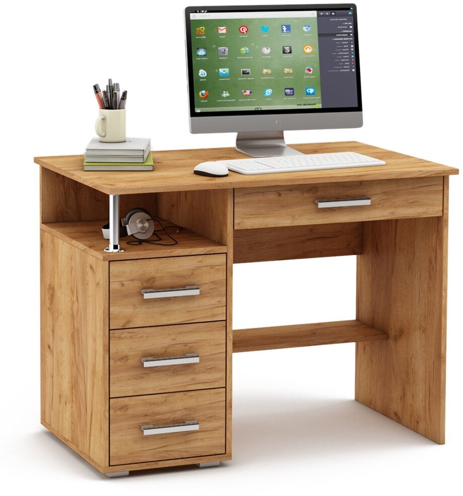 Стол компьютерный, письменный "Амбер (Реал) 4Я", с ящиками, ЛДСП, 97x60x75 см