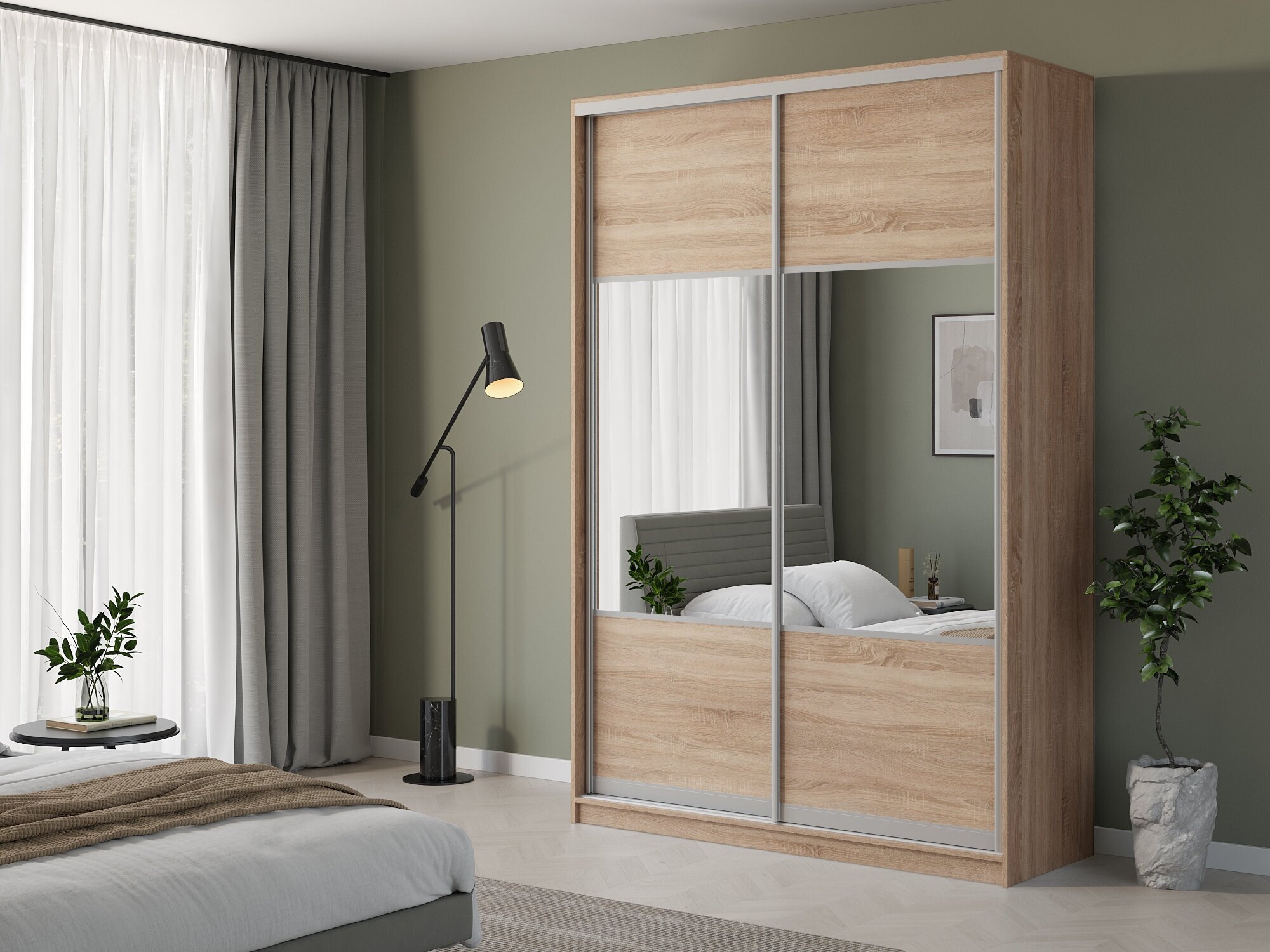 Шкаф-купе Матэрна для одежды Сонома комбинированный 160х65х240 см