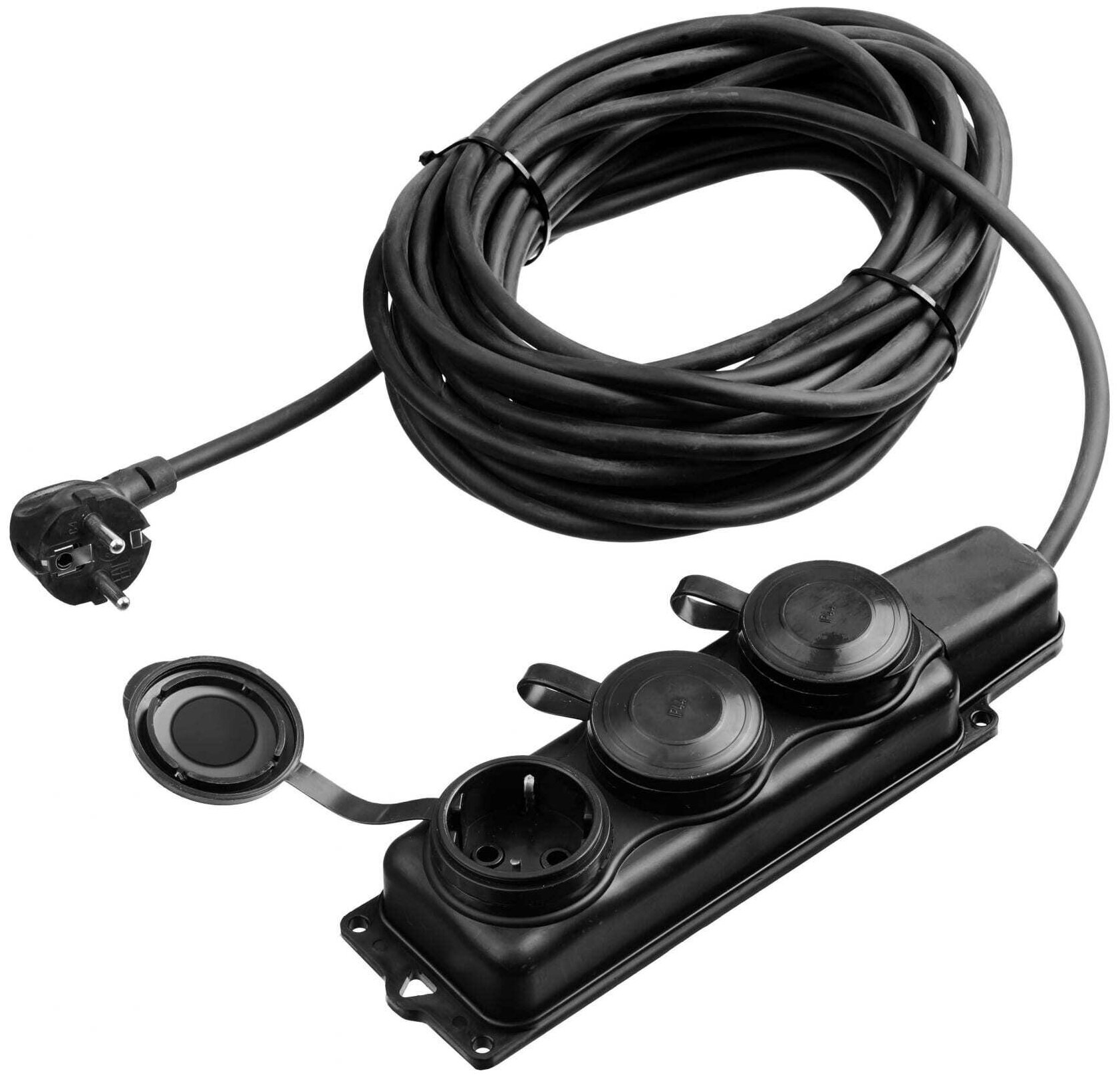 Силовой удлинитель ЗУБР 10 м, 4000 Вт, 3 гнезда, IP44, КГ 3х2.5кв. мм, КГ 325-Ш3