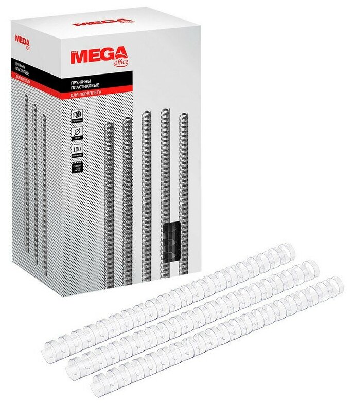 Пружины для переплета пластиковые Promega office 19 мм прозрачные (100 штук в уп) 255102