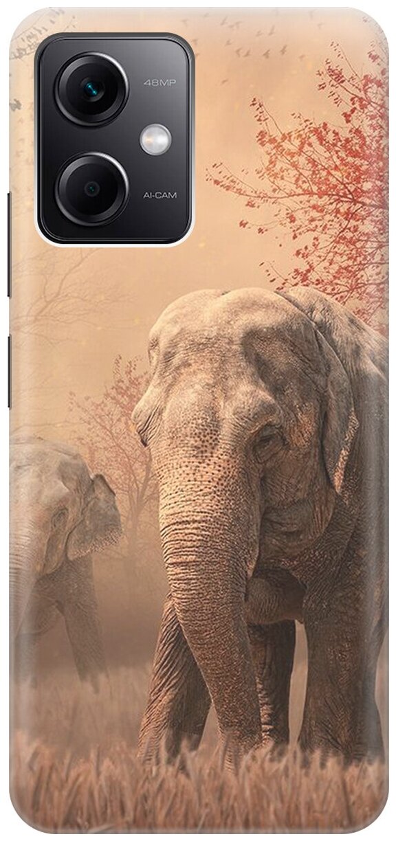Силиконовый чехол на Xiaomi Redmi Note 12, Сяоми Редми Ноут 12 с принтом "Закатный песочный слон"