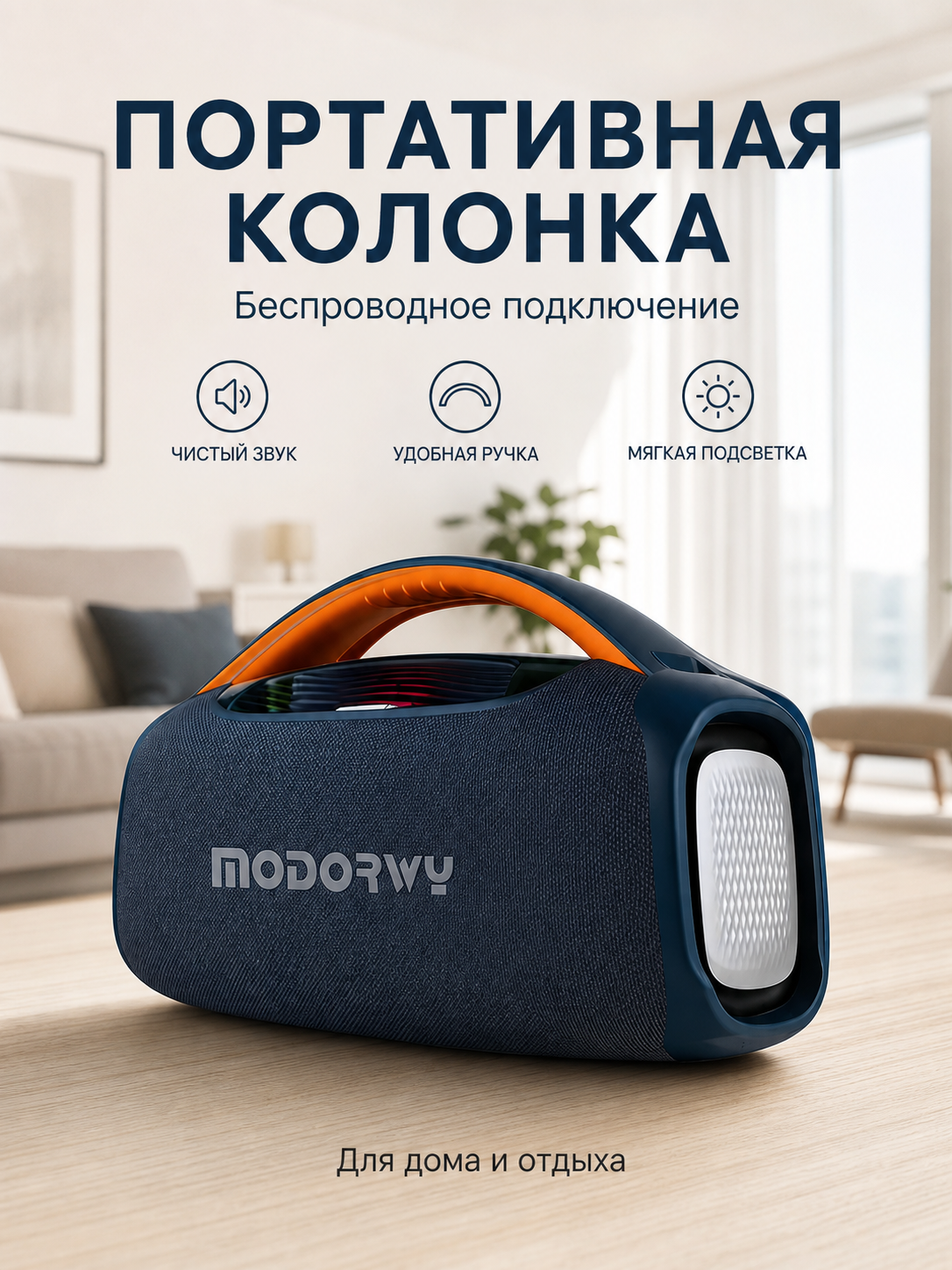 Портативная Bluetooth колонка MODORWY MF3107 RGB подсветка