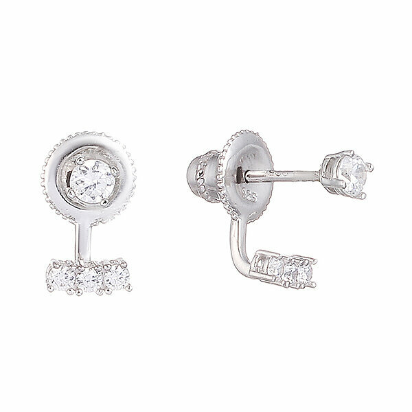 Серьги пусеты ЗлатаМира, серебро, 925 проба, фианит
