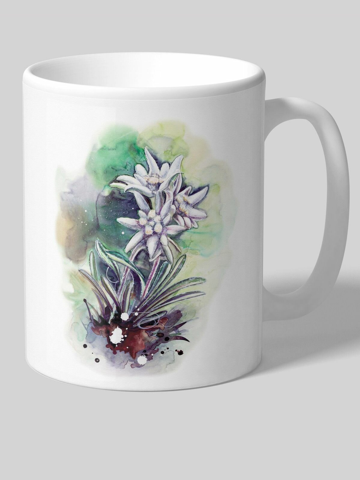 Кружка cooperative.moscow " Эдельвейс цветок " (кружка с Эдельвейсом , Эдельвейс , кружка с цветком, кружка Эдельвейс , подарок с любовью, кружка с цветами, цветы, цветок) , 330 мл, 1 шт