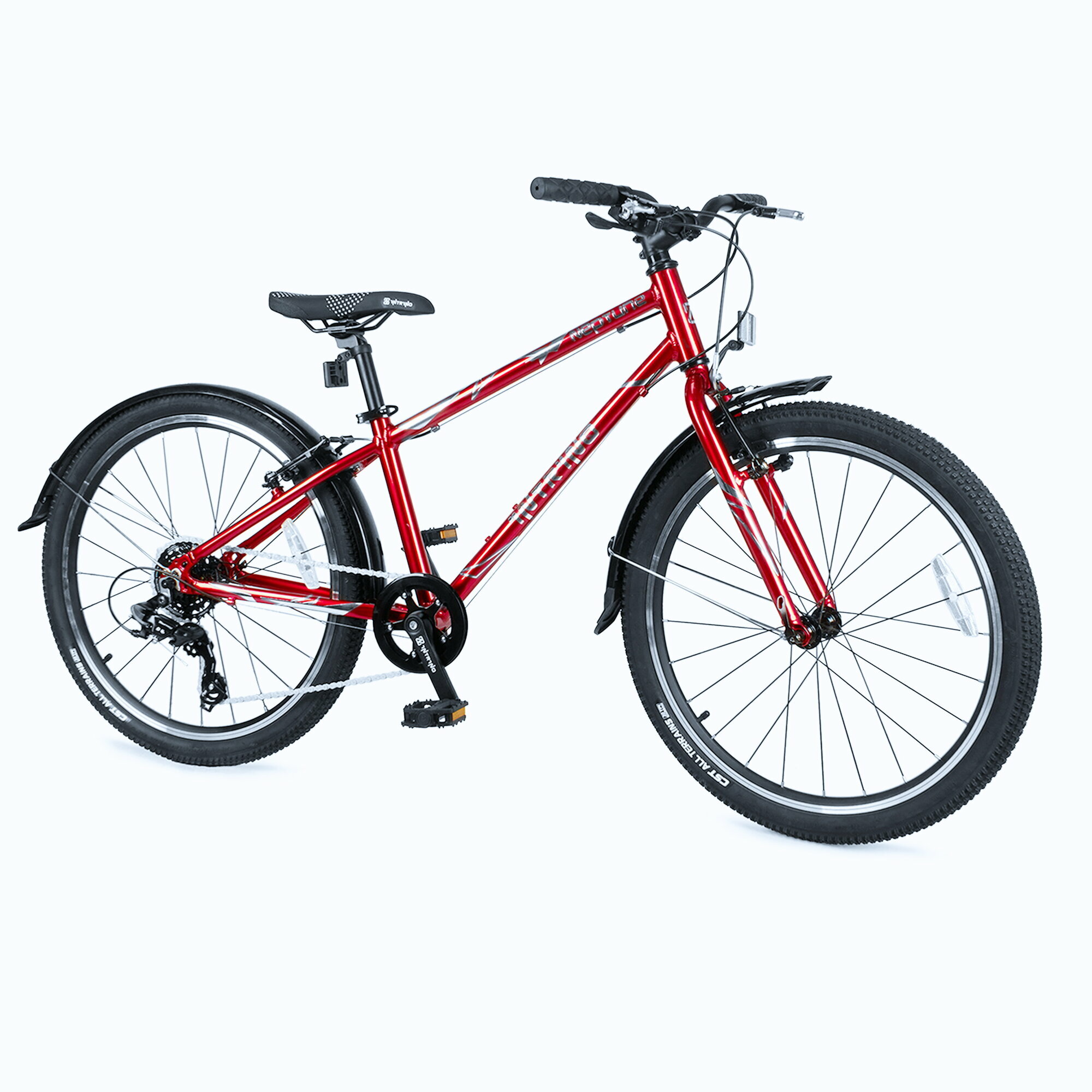 Велосипед детский от 7 лет Intrino Neptune 24, легкий 8.5 кг алюминиевая рама огненный красный 7 скоростей