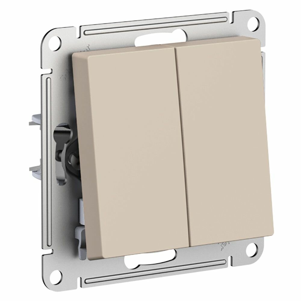 Выключатель двухклавишный схема 5, 10AX (Песочный), Systeme Electric AtlasDesign ATN001251