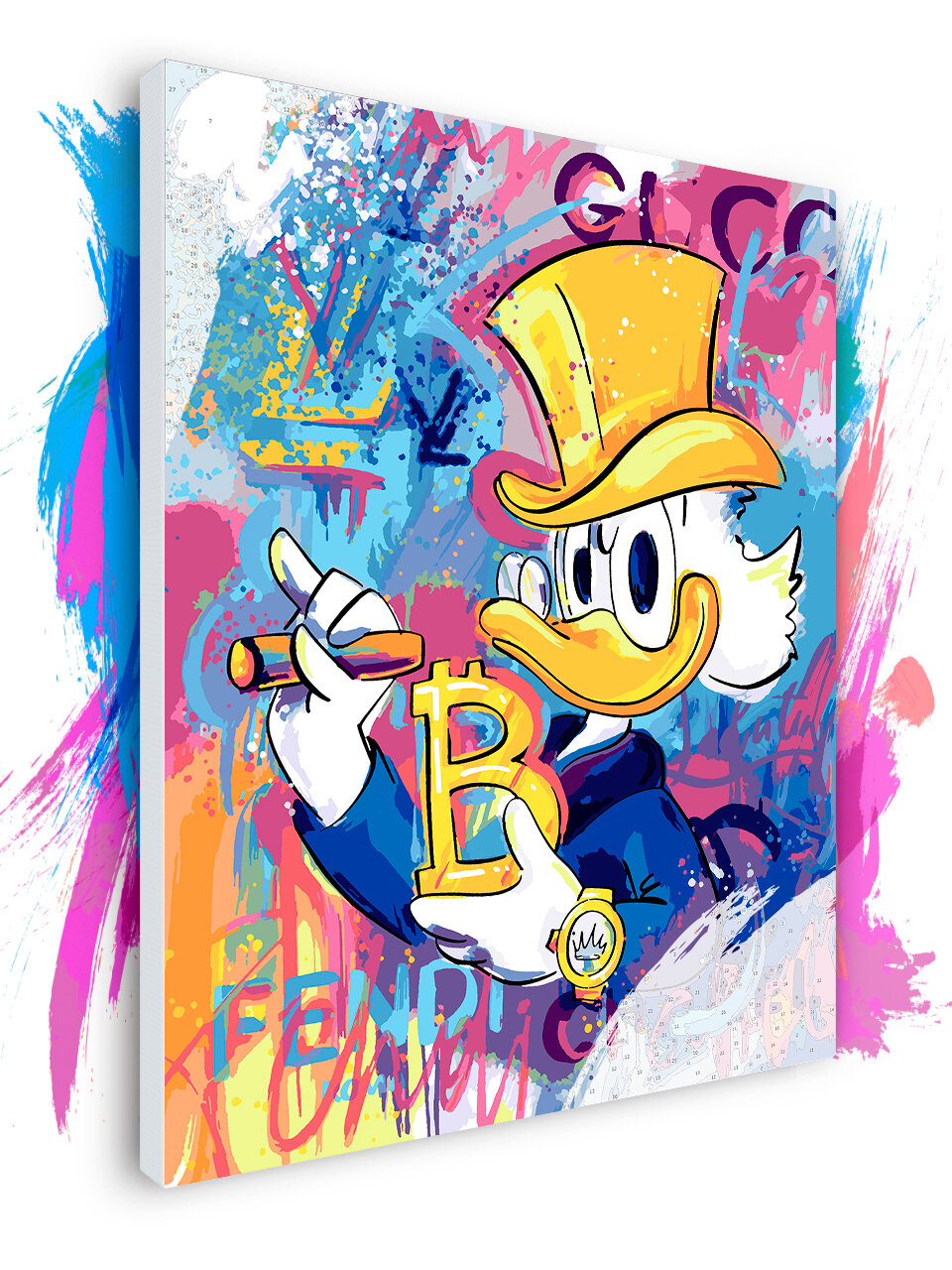 Картина по номерам на холсте Скрудж Макдак с биткоином Арт, 40 х 50 см