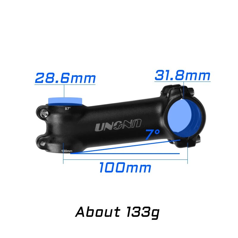 UNO Вынос руля MTB матовый черный 31,8 мм 60-130 мм Синий, 31.8x100mm stem 7