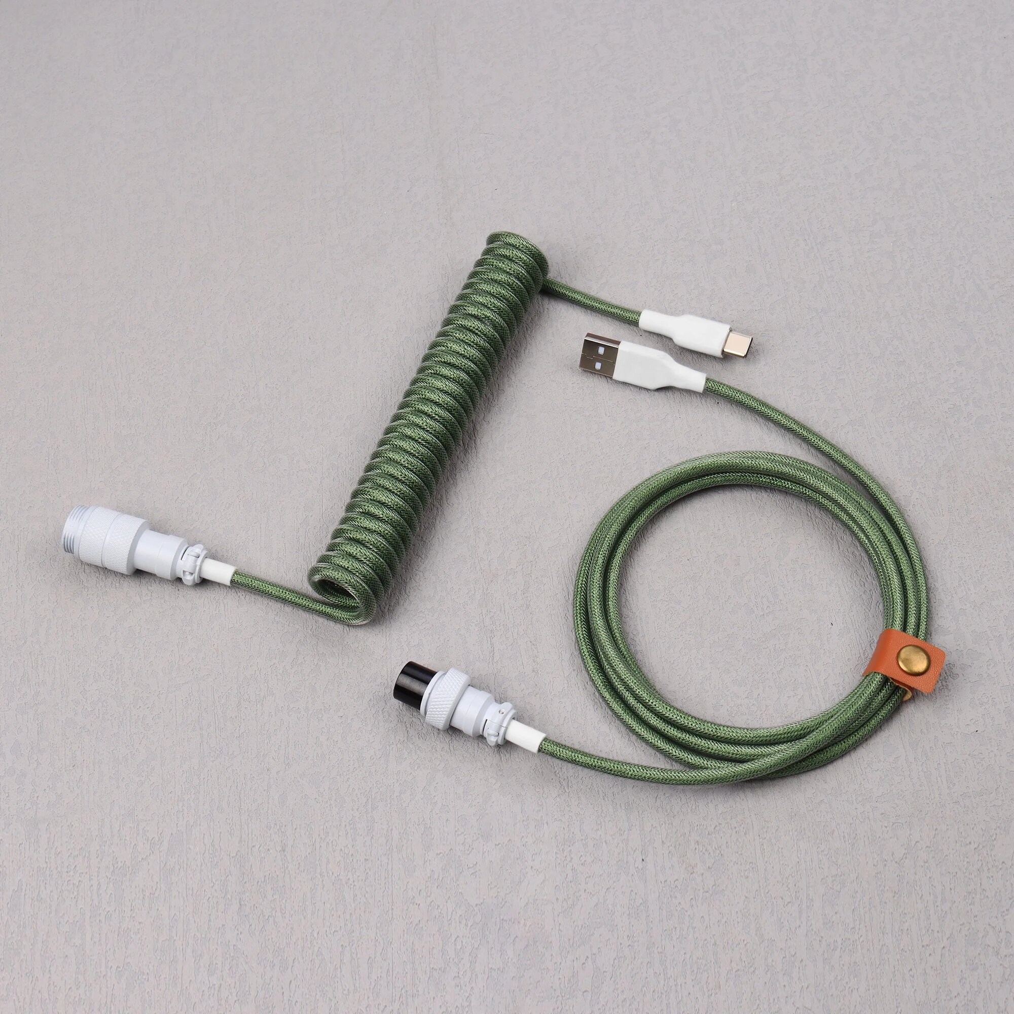 Спиральный USB-C кабель для клавы Amry Green