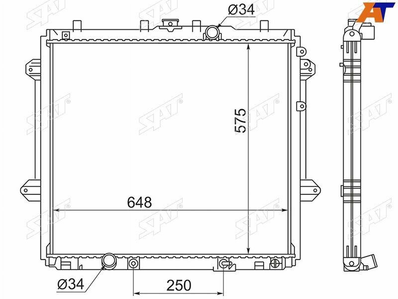 . SAT Радиатор охлаждения двигателя для Toyota Land Cruiser Prado (J150) 09-20 / 4Runner 09-