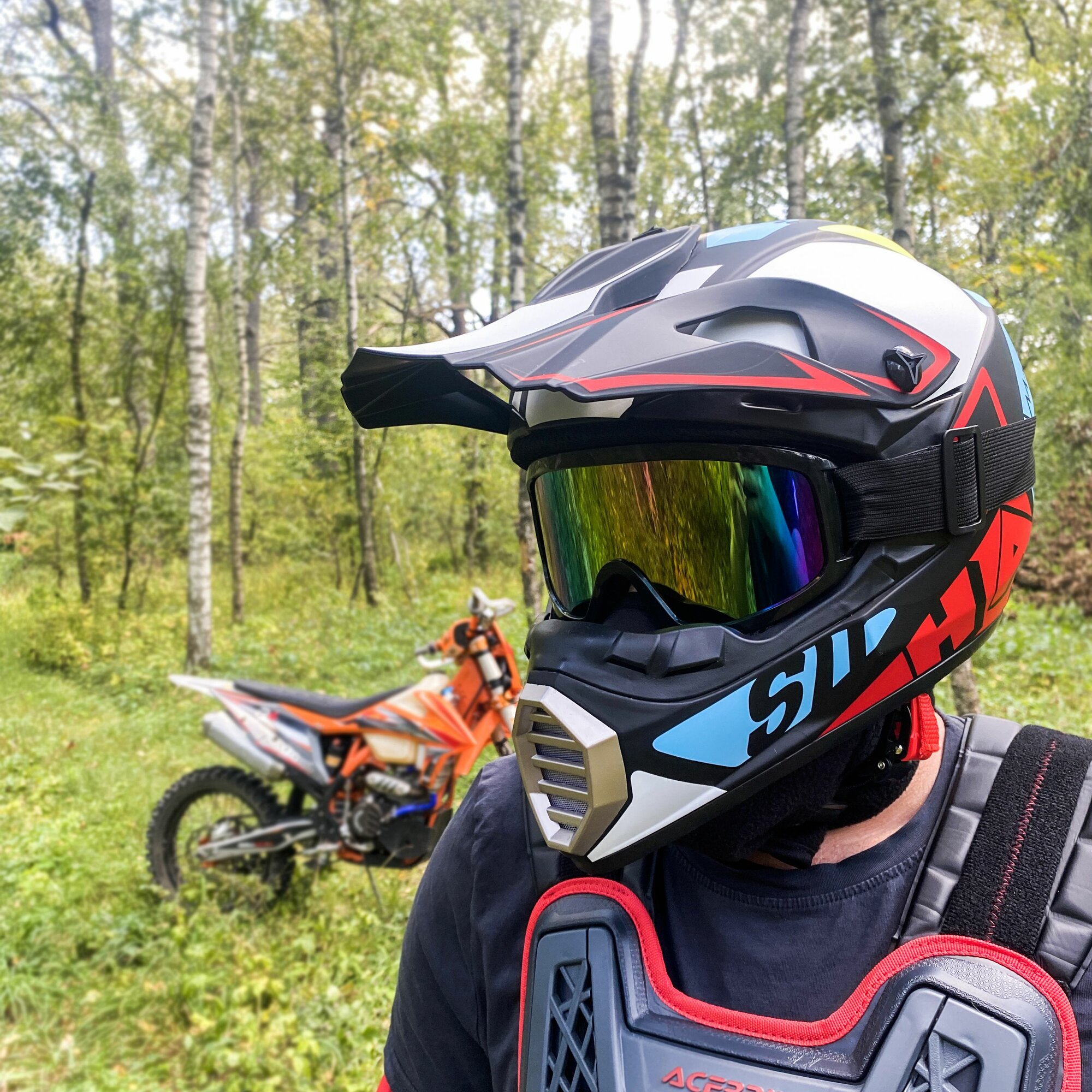 Кроссовый шлем для мотоцикла, L 59-60 см, очки И перчатки В комплекте