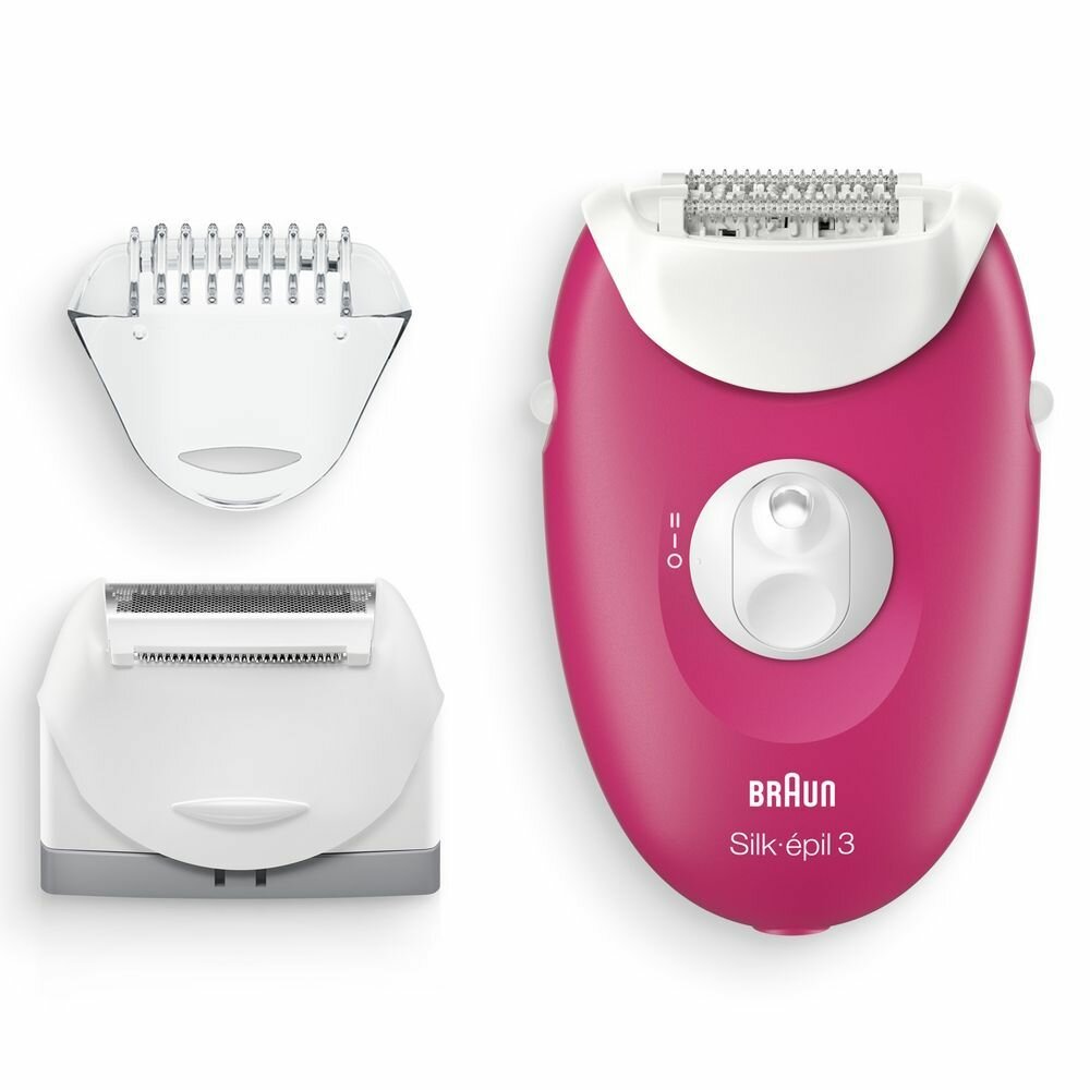 Эпилятор Braun Silk-epil 3 SE3276, 2 скорости работы, подсветка Smartlight, цвет малиновый