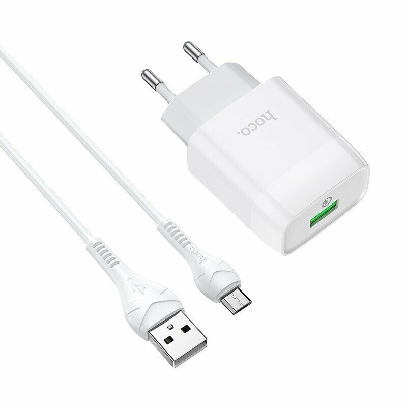 Зарядное устройство Hoco C72Q Glorious QC 3.0 + кабель MicroUSB белый