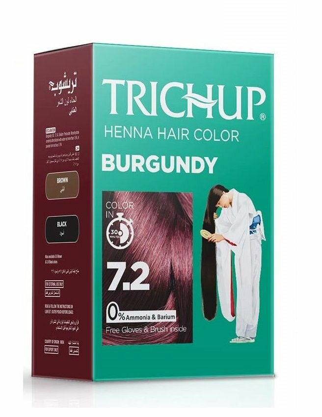 Trichup Henna Hair Color BURGUNDY / Тричуп краска для волос на основе хны бургунди - 6x10 г