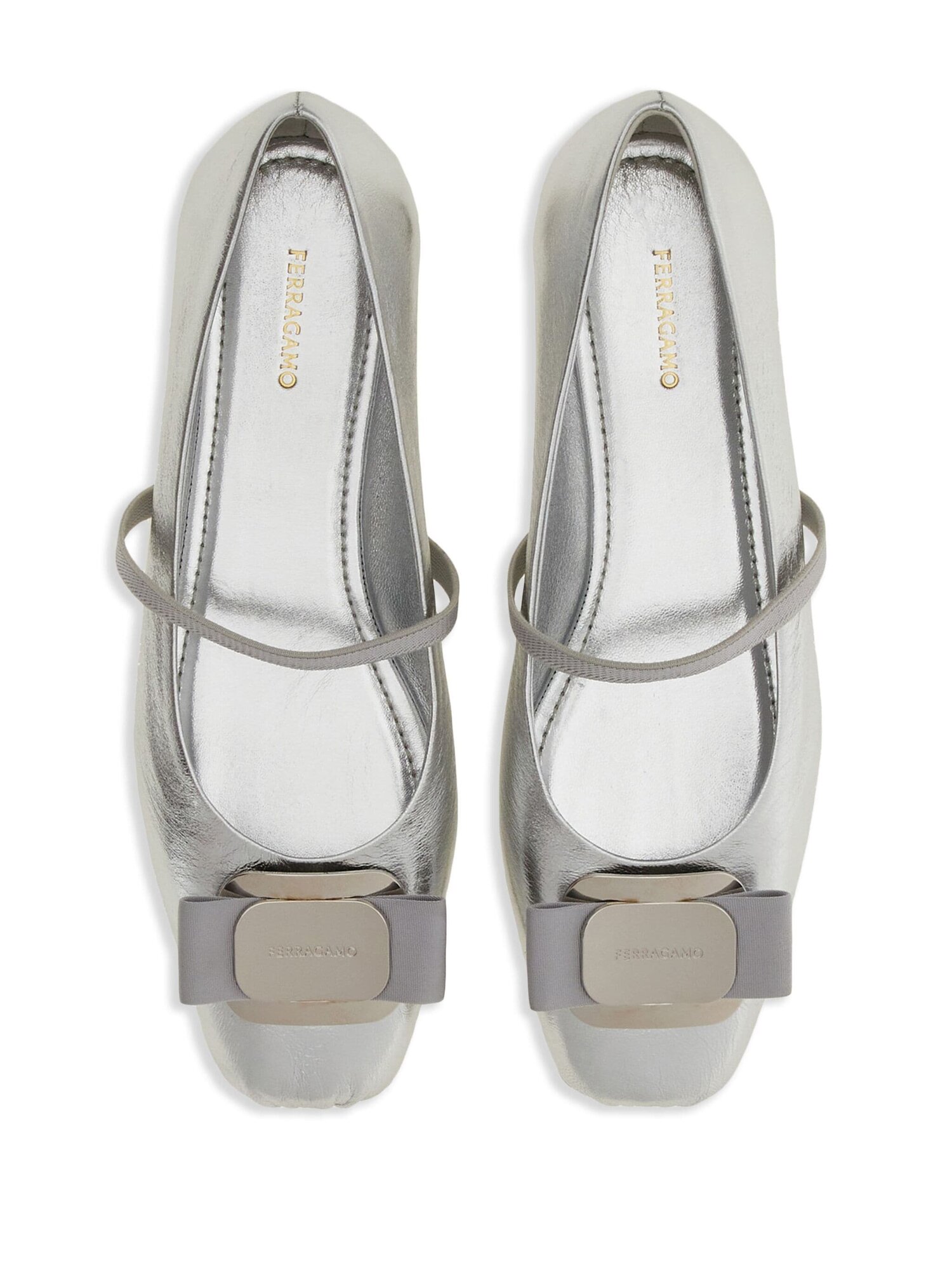 Балетки Ferragamo New Vara, размер 38.5, Silver — фото 1