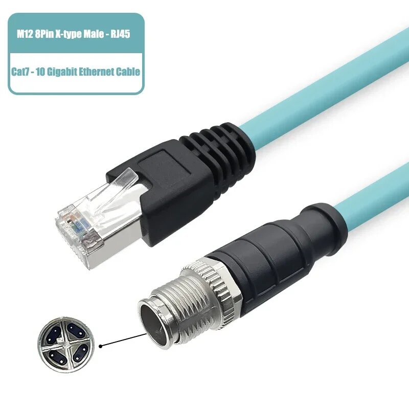 Кабель Ethernet Cat7 M12 8Pin X-type - RJ45 10M