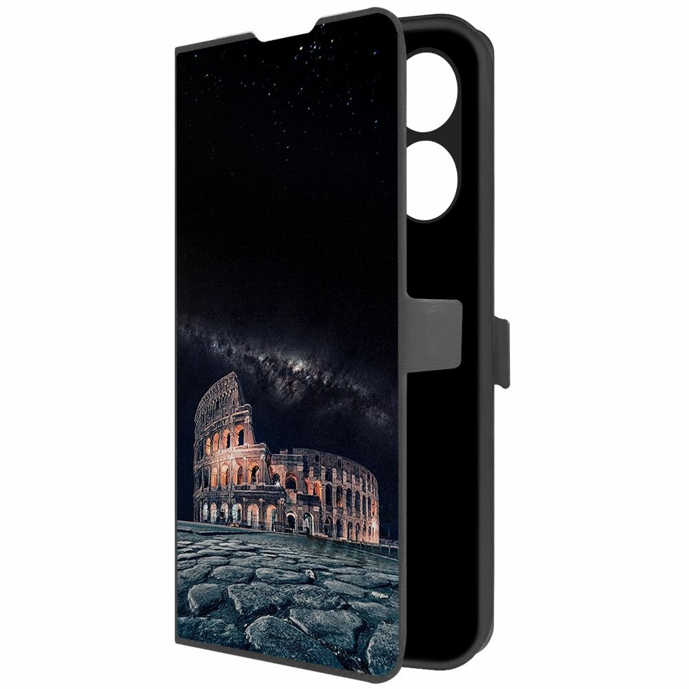 Чехол-книжка Krutoff Eco Book для TECNO Pova 5 Италия, Колизей (черный)