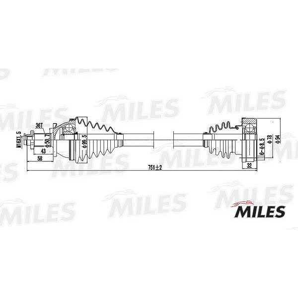 MILES gc02124 привод в сборе VW Polo (Поло) / Skoda (Шкода) Fabia (Фабиа) 1.2-1.9 99- прав.