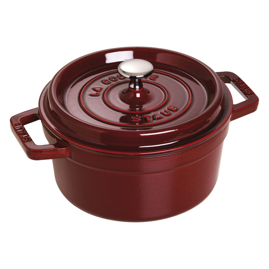 Кастрюля Staub 22 см, 2,6 л, чугун, гранатовая, п/к, премиум качество, элитная