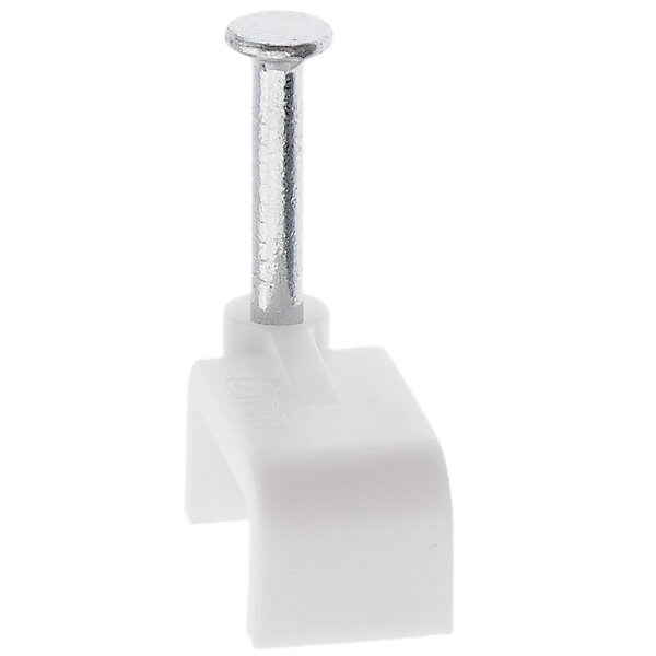 Скоба 47112-50 полиэтилен белая 6,1х12мм с гвоздем для плоск. кабеля (50шт) (Экопласт) (10 шт. в комплекте)