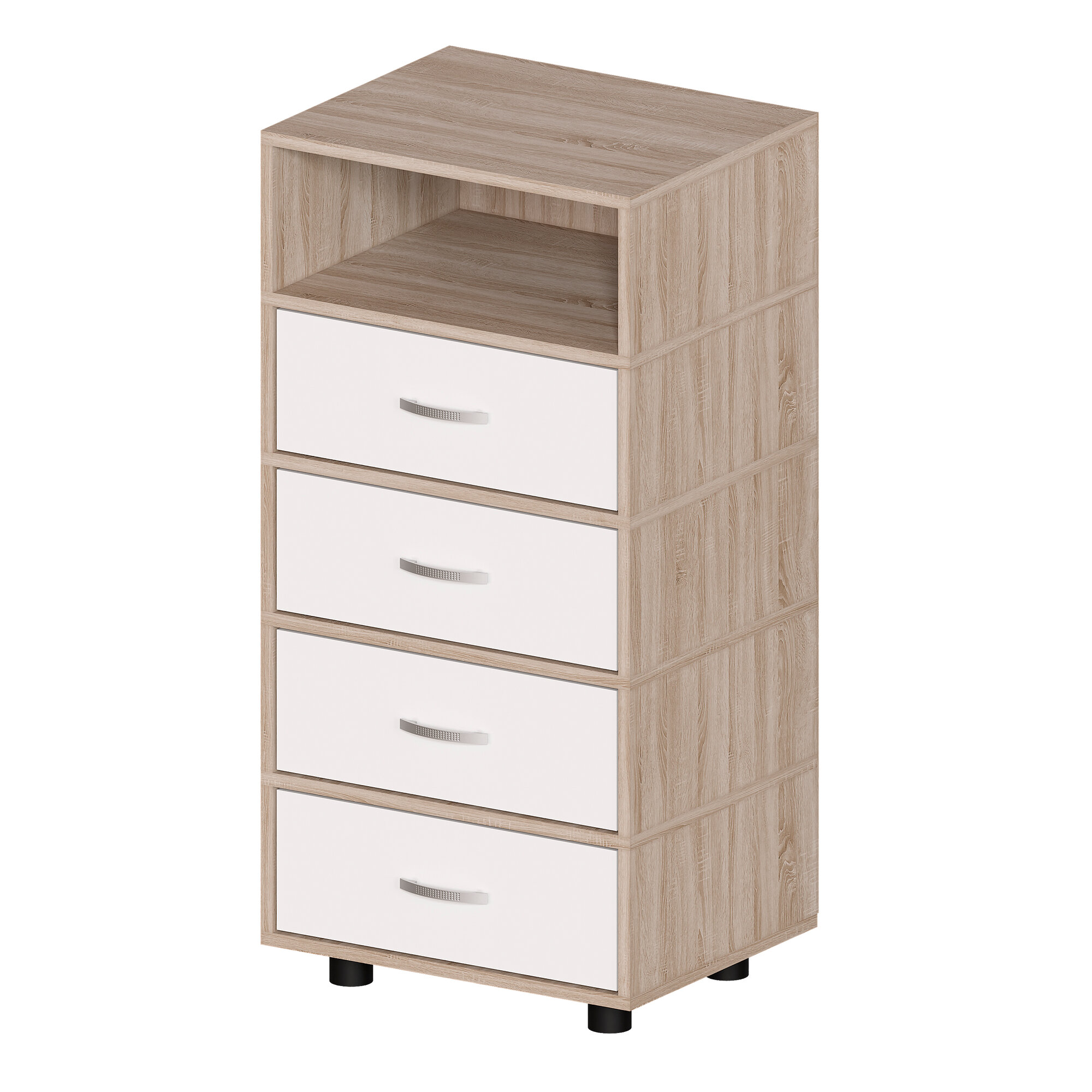 Комод СитиМебель-8 ШхГхВ: 40х30х103 см, цвет: каркас дуб сонома, фасад белый