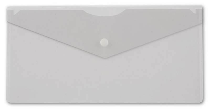 Конверт на кнопке Бюрократ -PK805ACLEAR пластик 0.18мм прозрачный TRAVEL формат