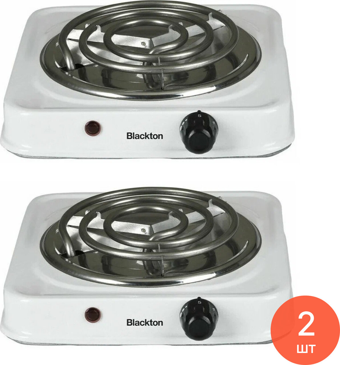 Плита электрическая Blackton / Блэктон Bt HP101W с одной конфоркой диаметром 140мм, управление механическое, мощность 1000Вт, цвет белый / бытовая техника для кухни (комплект из 2 шт)