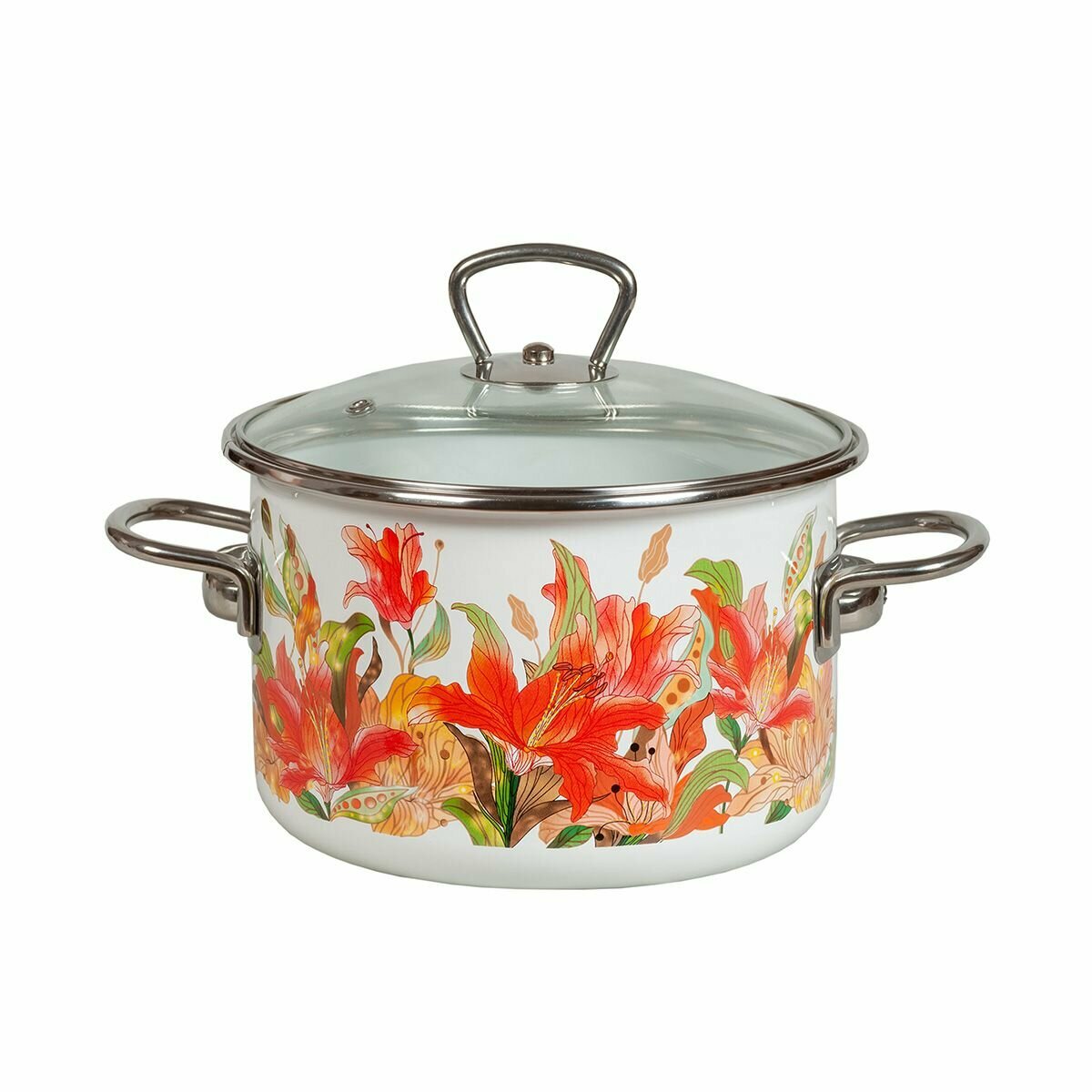 Кастрюля эмалированная Vitross Lilianna стеклянная крышка, 3 л