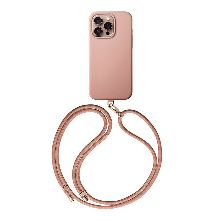 Uniq силиконовый чехол со шнурком для iPhone 16 Pro, COEHL CREME Bullet Pink (MagSafe)