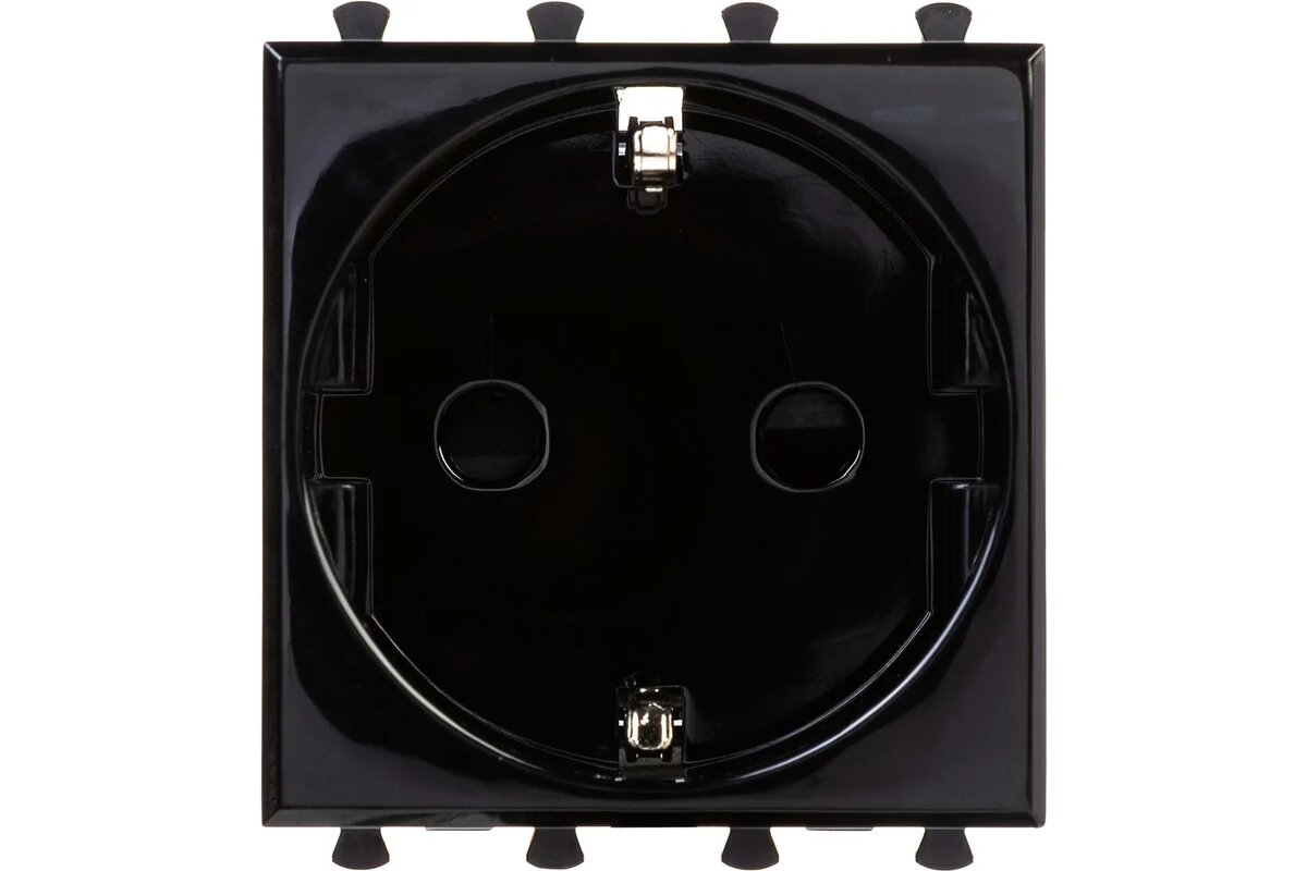 Avanti Розетка DKC 1-местная 2 модуля Черный квадрат 16A IP20 2P+E защитные шторки 4402002