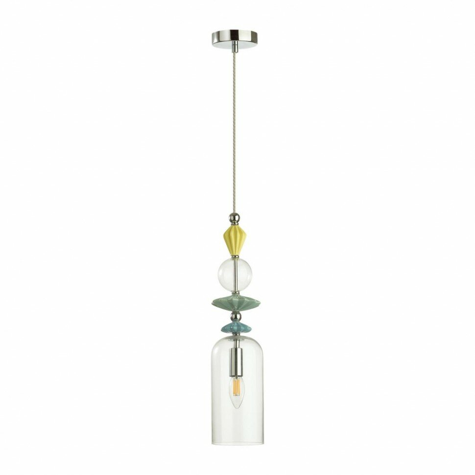 Odeon Light 4893/1 CLASSIC ODL_EX22 197 хром/раноцветн./керамика/стекло Подвес E14 1*40W 4893/1 BIZET