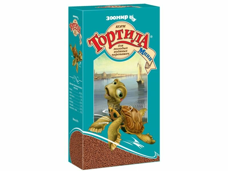 Зоомир Корм "Тортила М - мини" для молодых водяных черепах и других рептилий 90г
