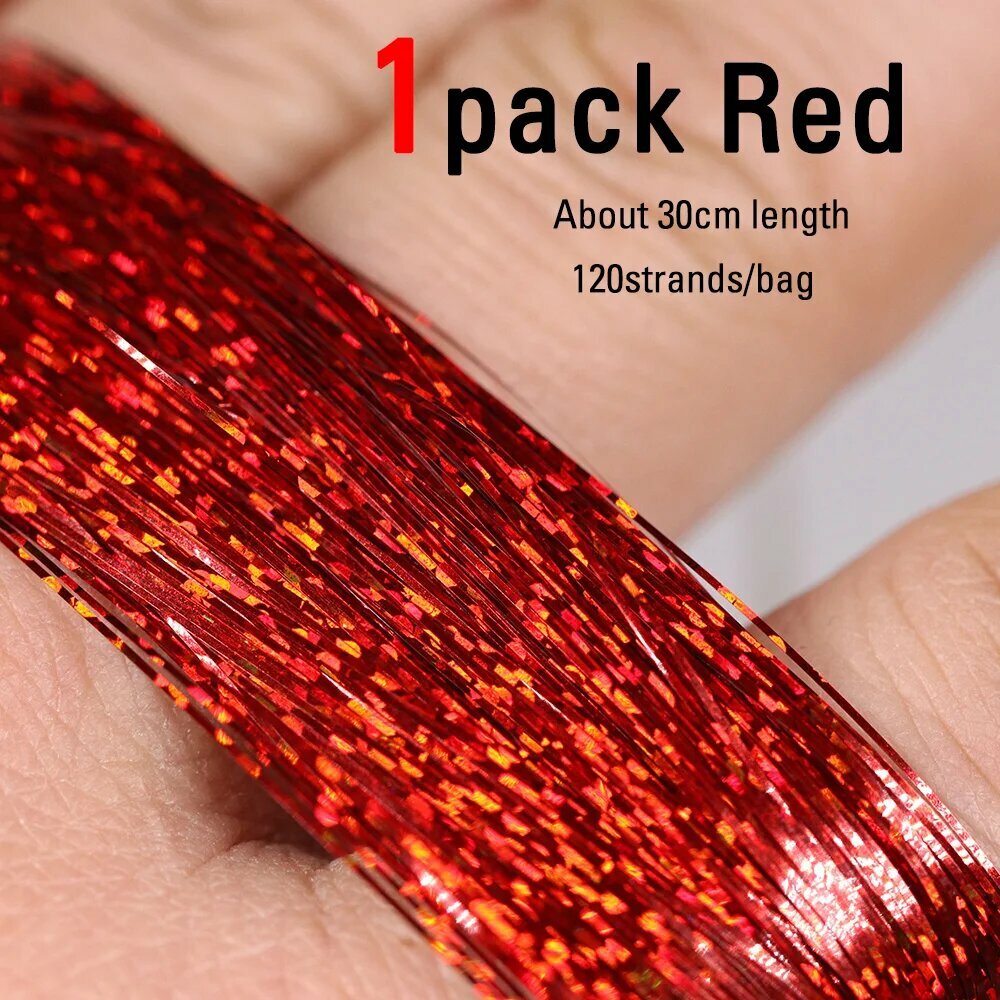 Красная голографическая мишура Flashabou для рыбалки, 1pack Red