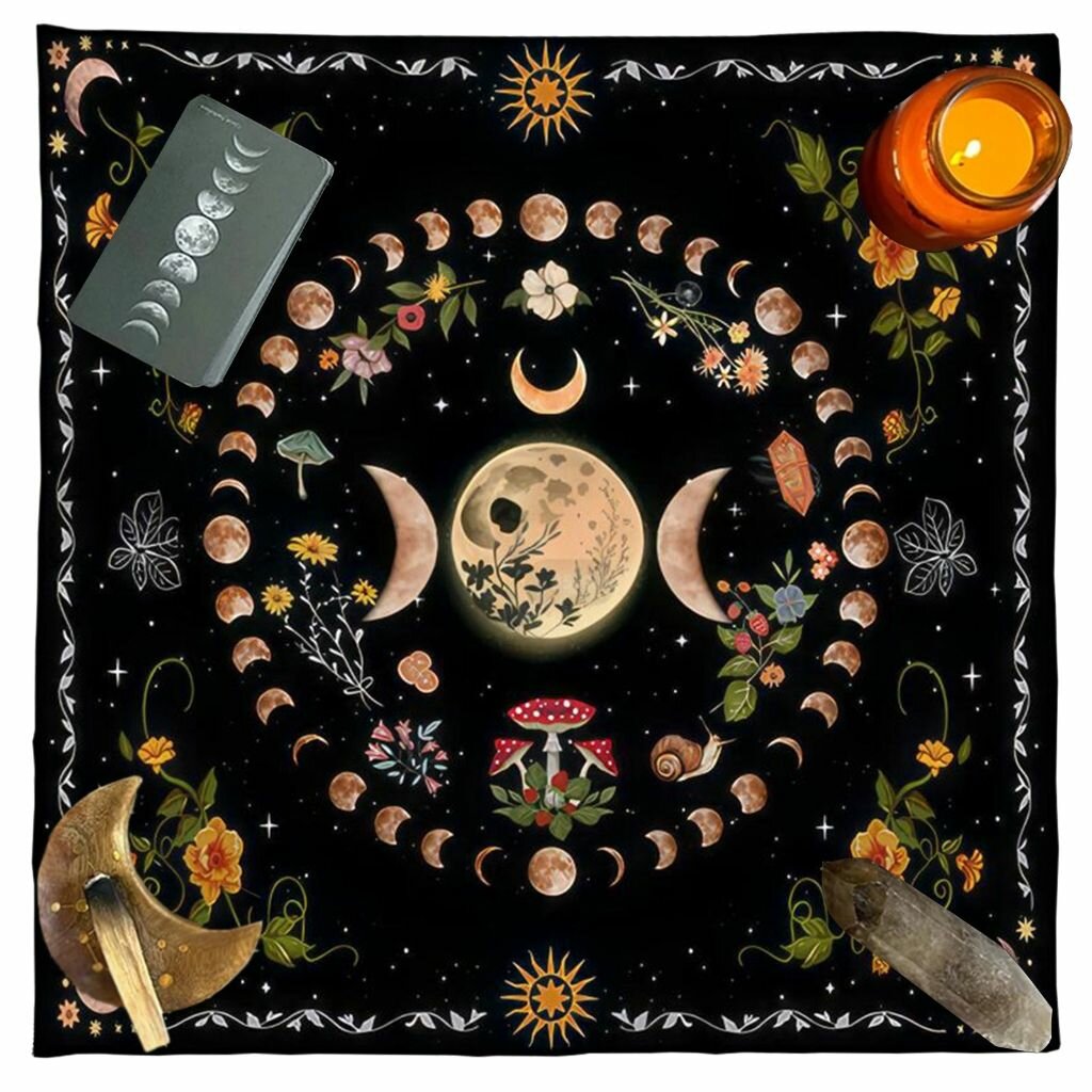 Настольные игры,1 кусок скатерти Таро с цветами в фазу Луны-312 60х60см