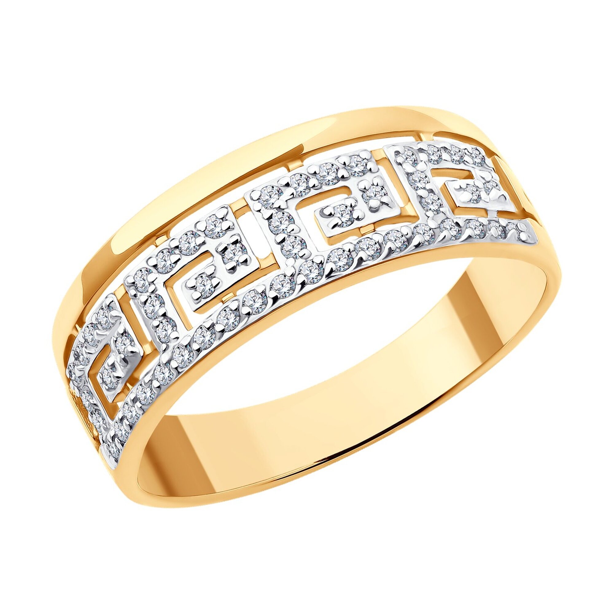 Кольцо дорожка, красное золото, 585 проба, фианит