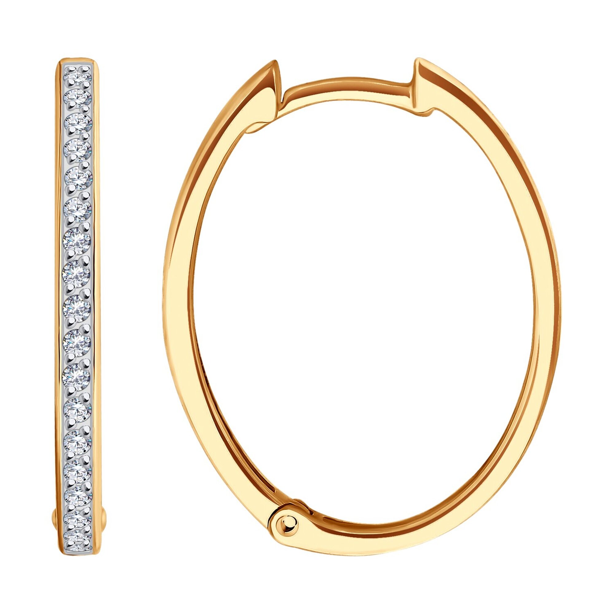 Серьги, красное золото, 585 проба, фианит