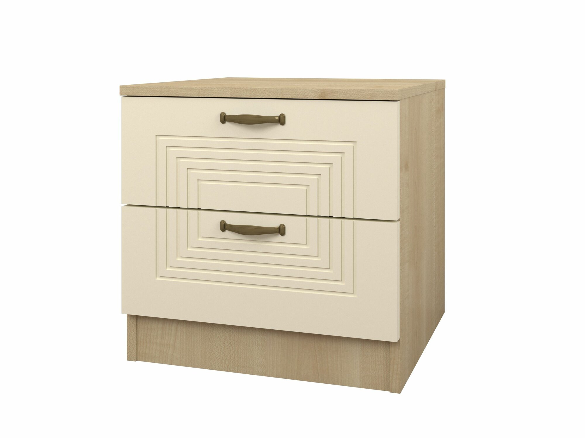 Тумба прикроватная МногоМеб Фараон 45х45х45 МДФ фрезер SF-023 Палома, корпус клен танзау, 2 ящика