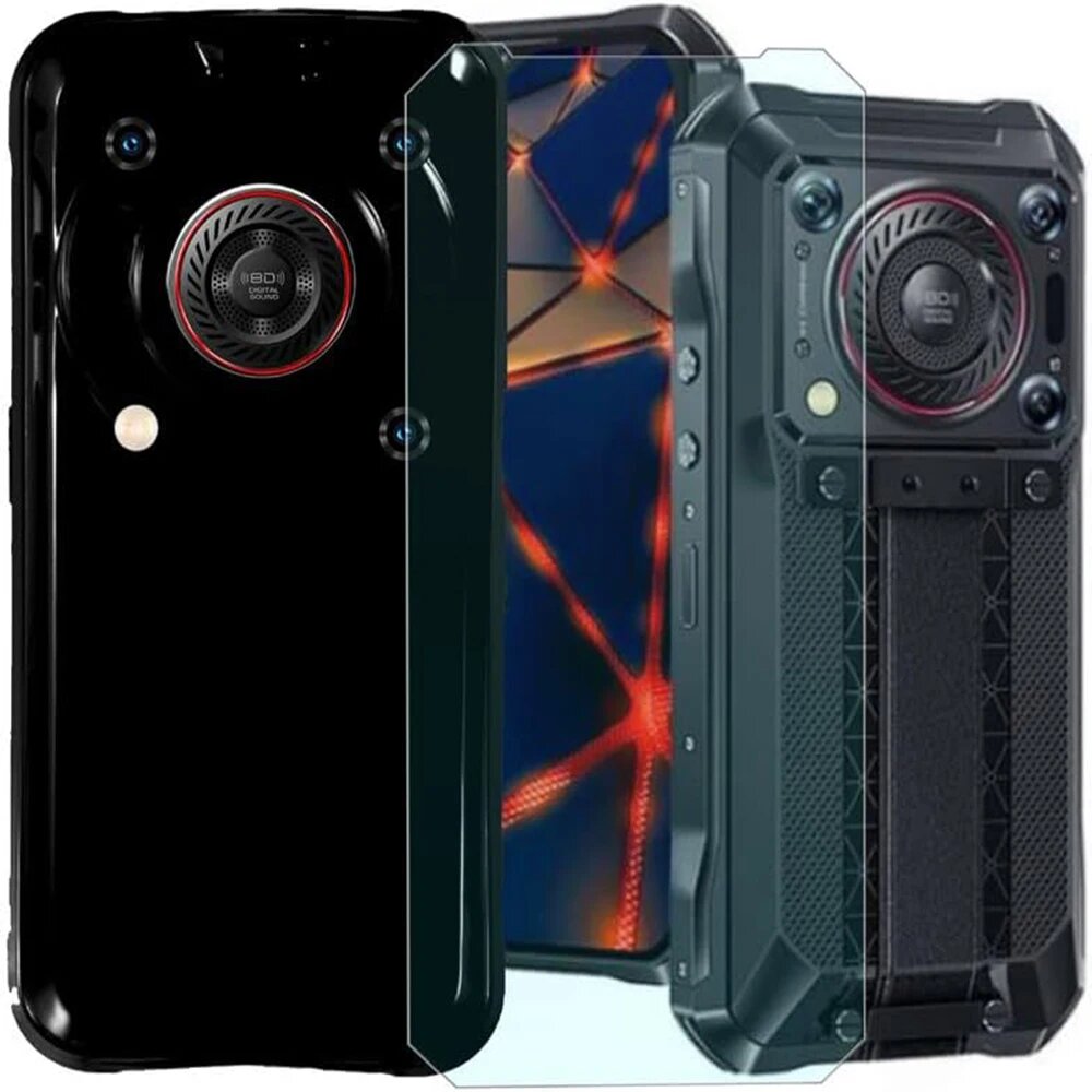 Черный чехол 2-в-1 для Oukitel WP33 Pro со стеклом