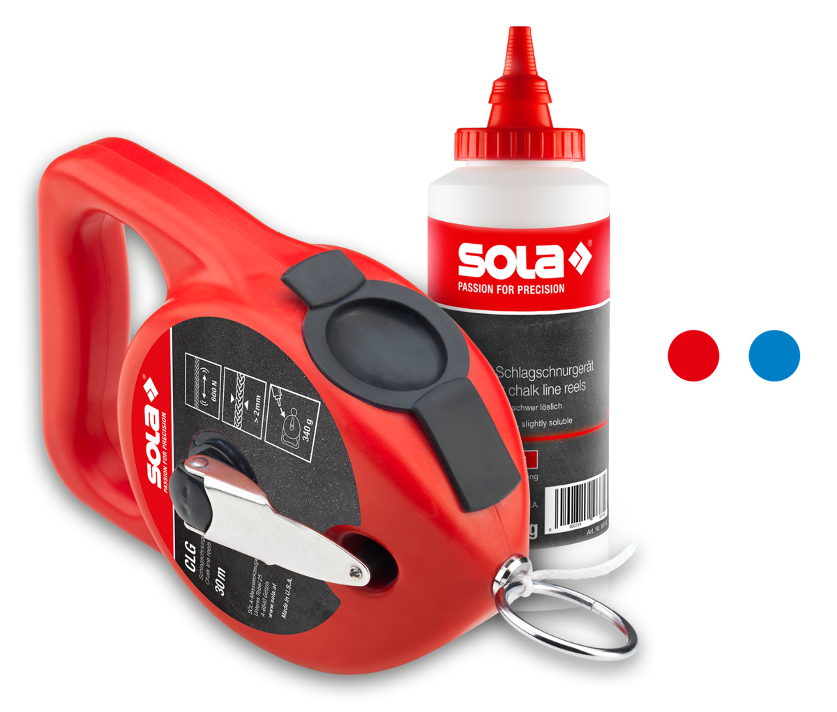 SOLA Шнур малярный для отбивки и порошок меловый красный CLG 30 SET R 66111142