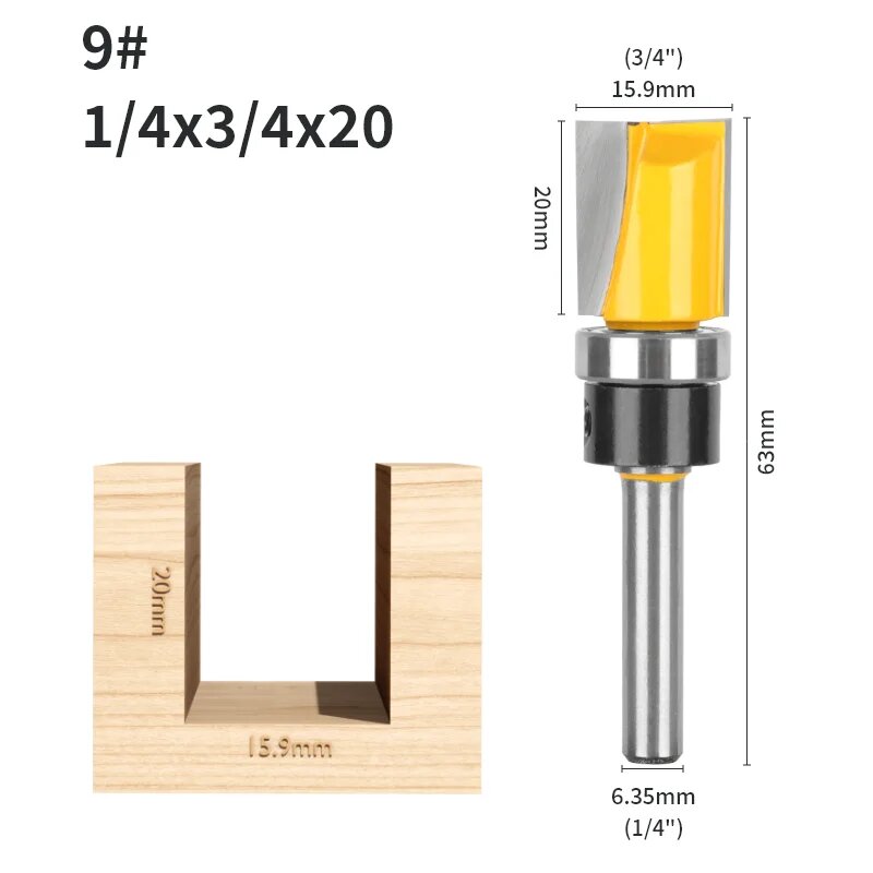 Чистящие фрезы из сплава вольфрама и кобальта 6 мм 6,35 мм 8 мм 6.35x15.9x20