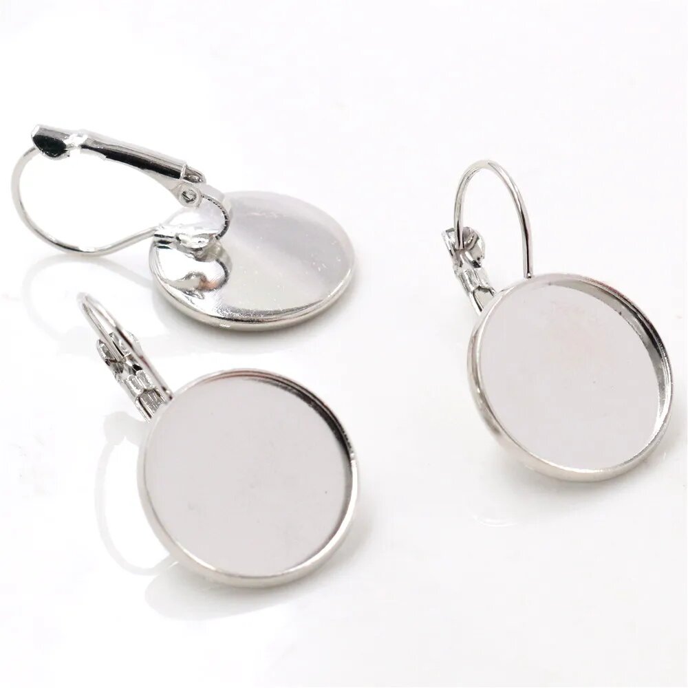 Основы для сережек-клипс, серебряные, 25 мм, Rhodium, 10 шт.