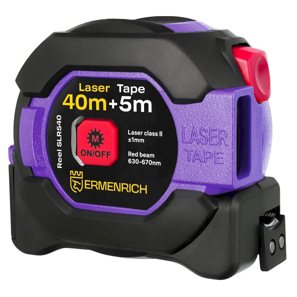 Рулетка с лазерным дальномером Ermenrich Reel SLR540, фиолетовый
