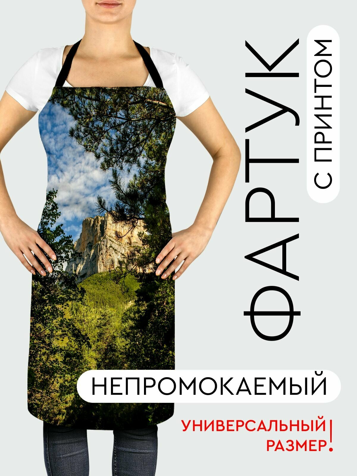 Фартук кухонный, универсальный размер, с водоотталкивающей пропиткой / Природа / скала