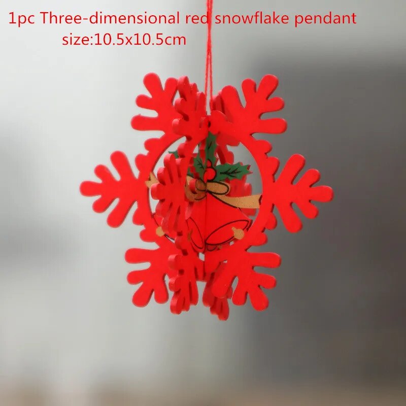 Красная 3D снежинка подвеска 10.5x10.5 см