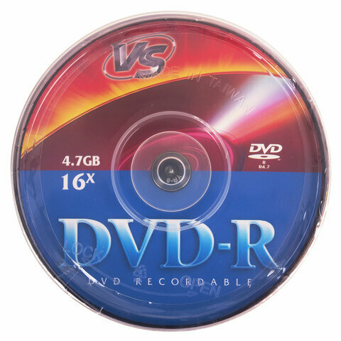 Диски DVD-R VS, 4.7 Гб 16x Cake Box (упаковка на шпиле), комплект 50 шт, VSDVDRCB5001